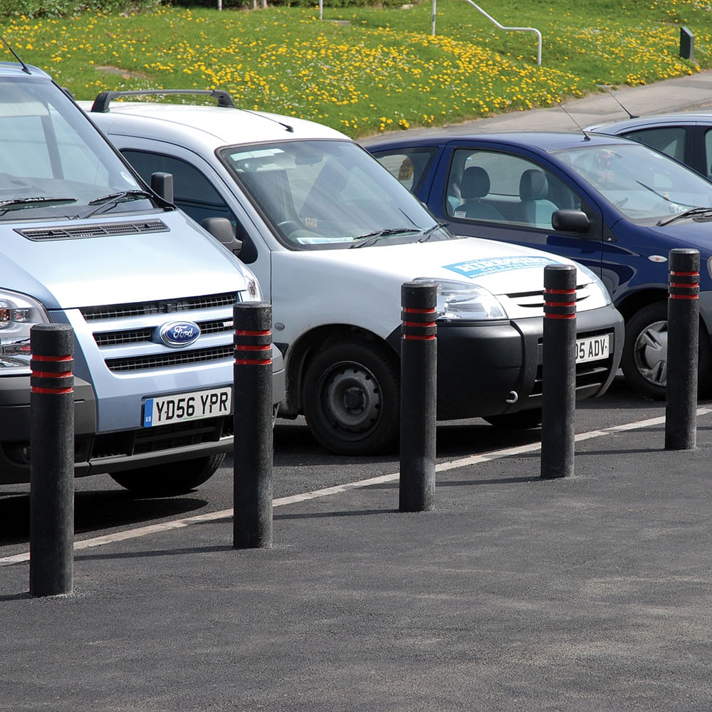 Traffic Recycled Plastic Bollard with White Band - Express | Bollards.co.uk