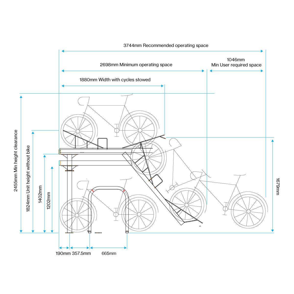 Eco-2-Tier Cycle Rack (Manual Lift) | Express Delivery