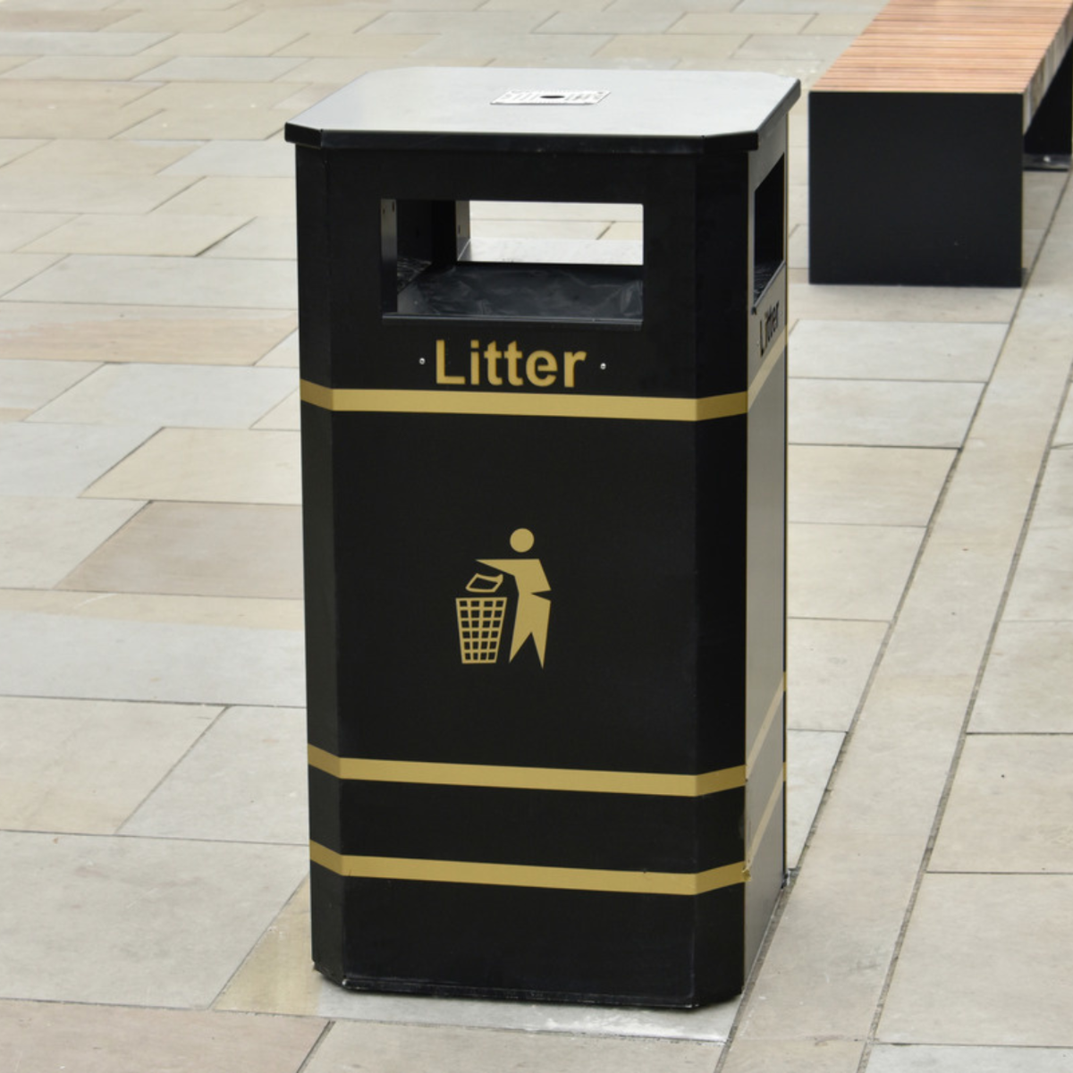 Derby Standard Litter Bin With Flat Lid & Ashtray